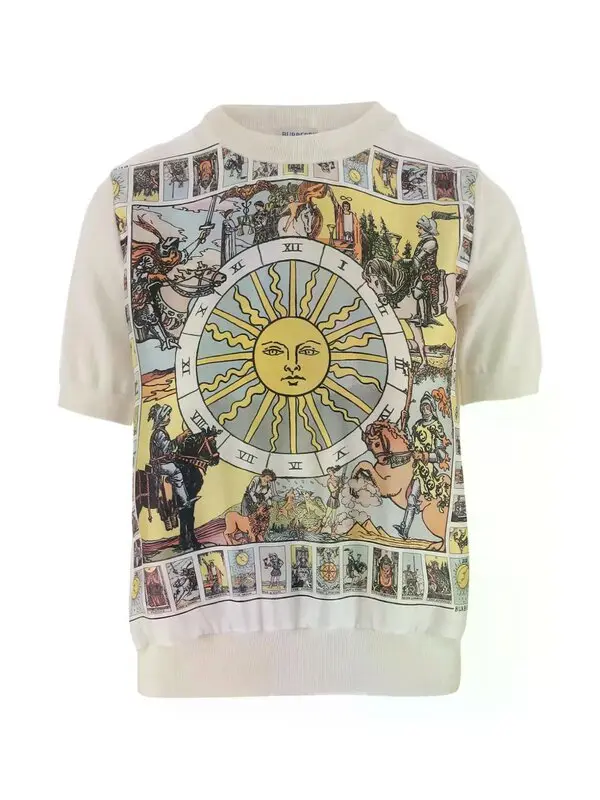 Burberry Tarot Panel Wool Silk Top - Neutrals