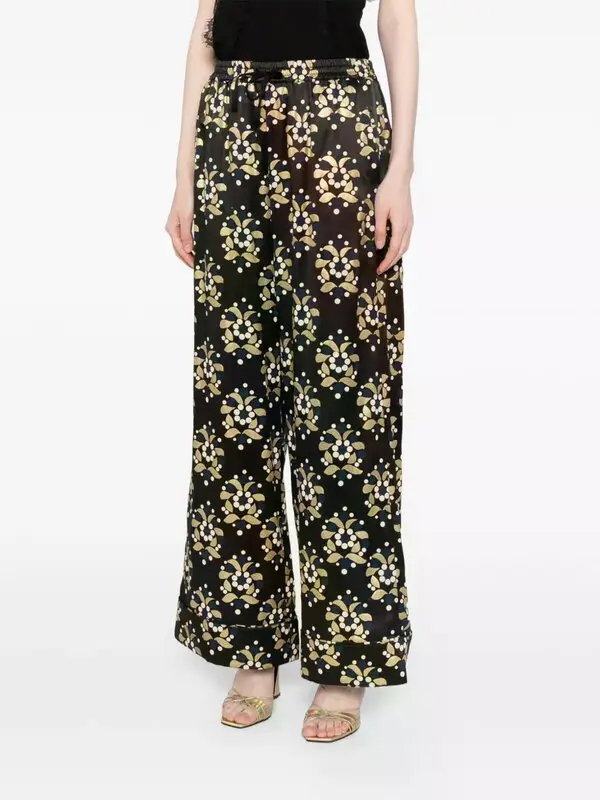 Cynthia Rowley Silk Wide-leg Trousers - Black