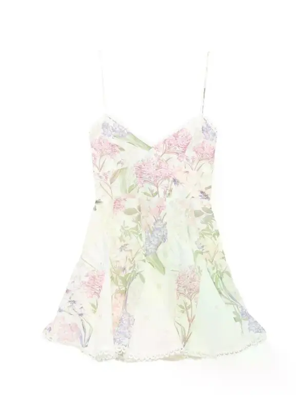 Charo Ruiz Ibiza Marlene Floral-print Lace Mini Dress - Neutrals
