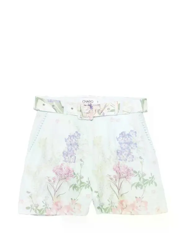 Charo Ruiz Ibiza Floral Belted Shorts - Blue