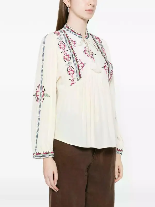 Ba&sh Embroidered Tassel Blouse - Neutrals