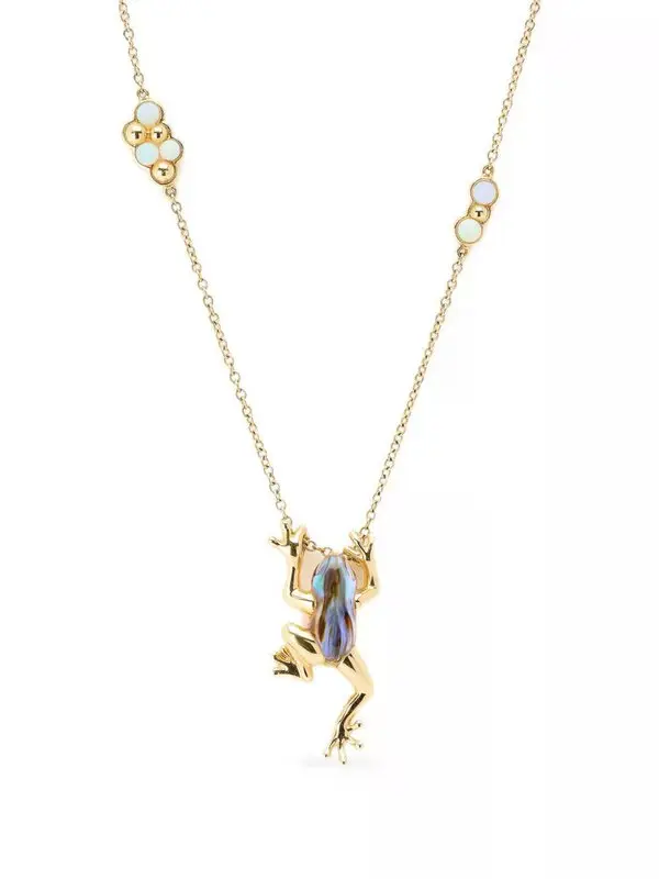 BIBI VAN DER VELDEN Frog Opal And Quartz Pendant Necklace - Gold