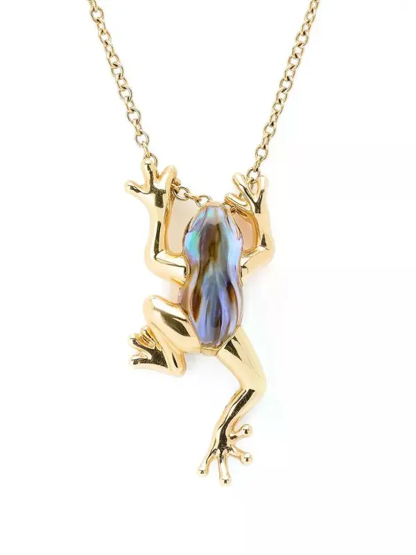 BIBI VAN DER VELDEN Frog Opal And Quartz Pendant Necklace