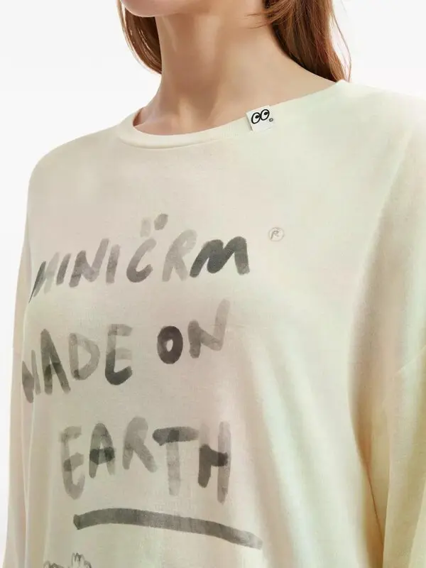 MINI CREAM Lettering-print T-shirt - Neutrals