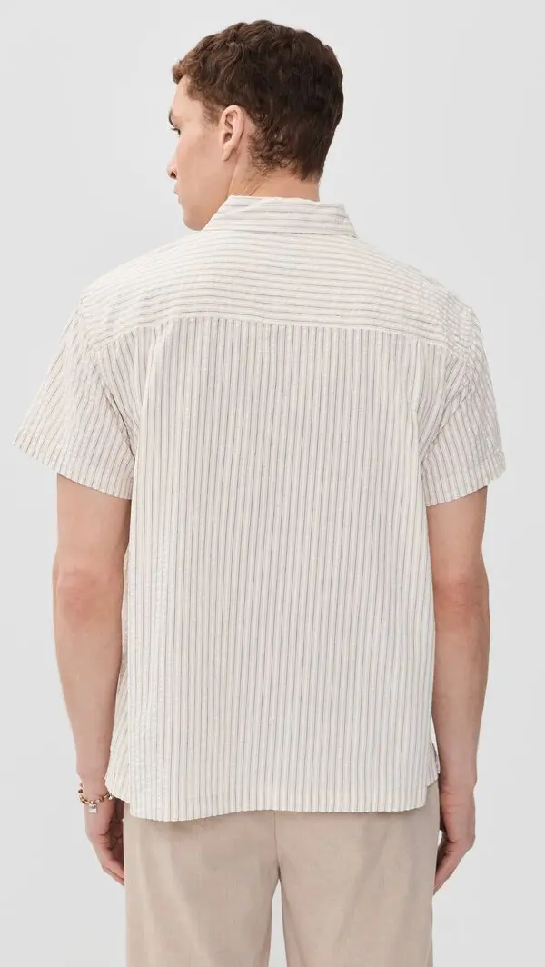 Obey Seersucker Collared Shirt - Unbleached Multi