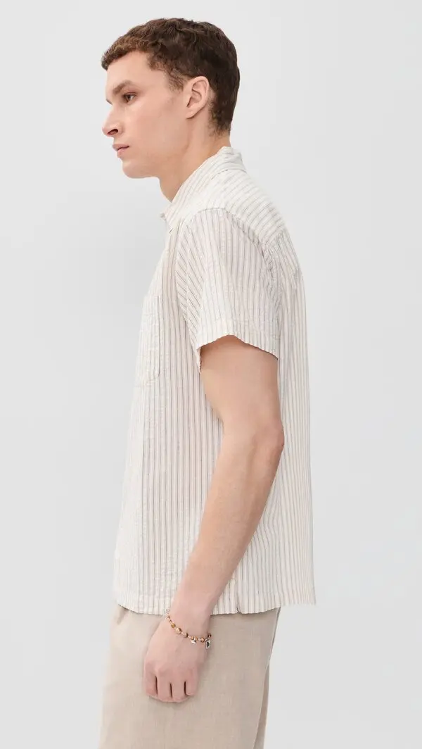 Obey Seersucker Collared Shirt - Unbleached Multi