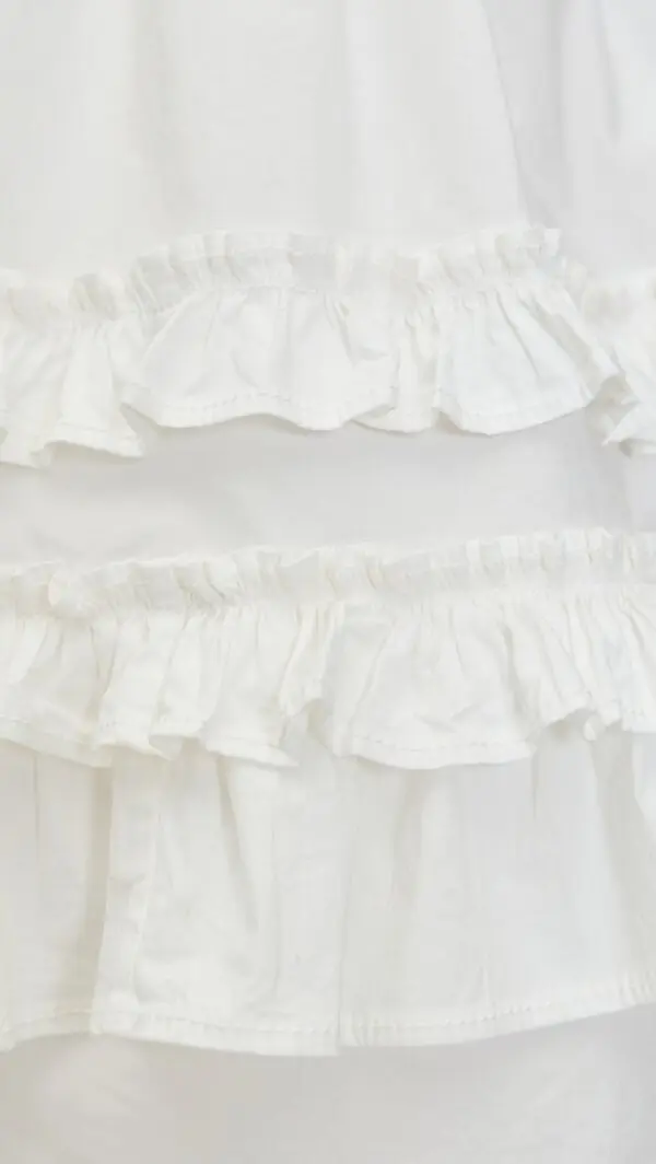 GANNI Stretch Cotton Mini Strap Dress With Frills - Bright White