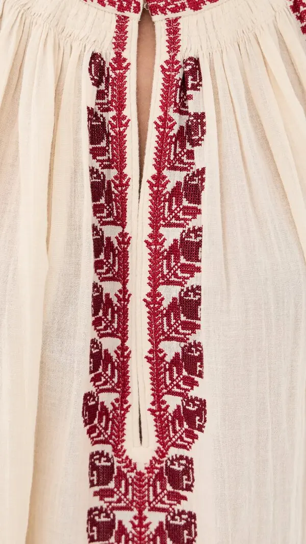 Isabel Marant Étoile Lena Embroidered Blouse - Beige/red