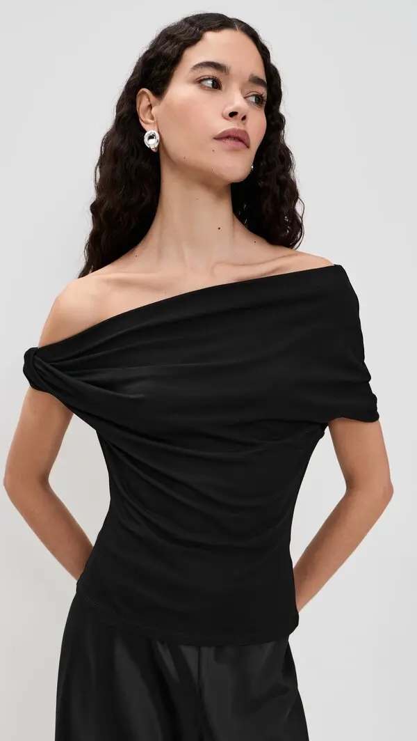 Paris Georgia Ida Asymmetrical One-shoulder Top - Black