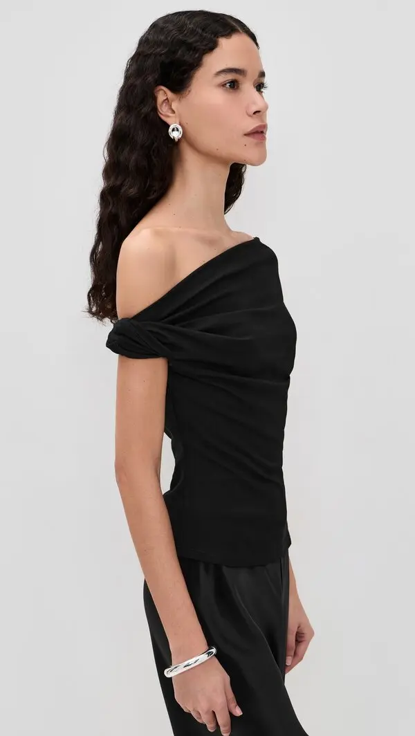 Paris Georgia Ida Asymmetrical One-shoulder Top - Black