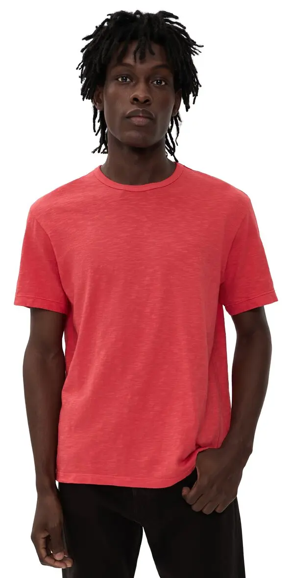 ALEX MILL Standard T-shirt In Slub Cotton - Fire Red