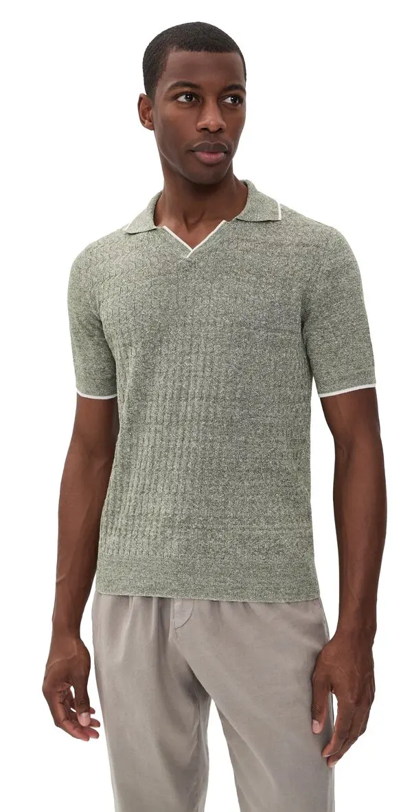 Fedeli Poldo Irlanda Cotton Linen Polo - Olive