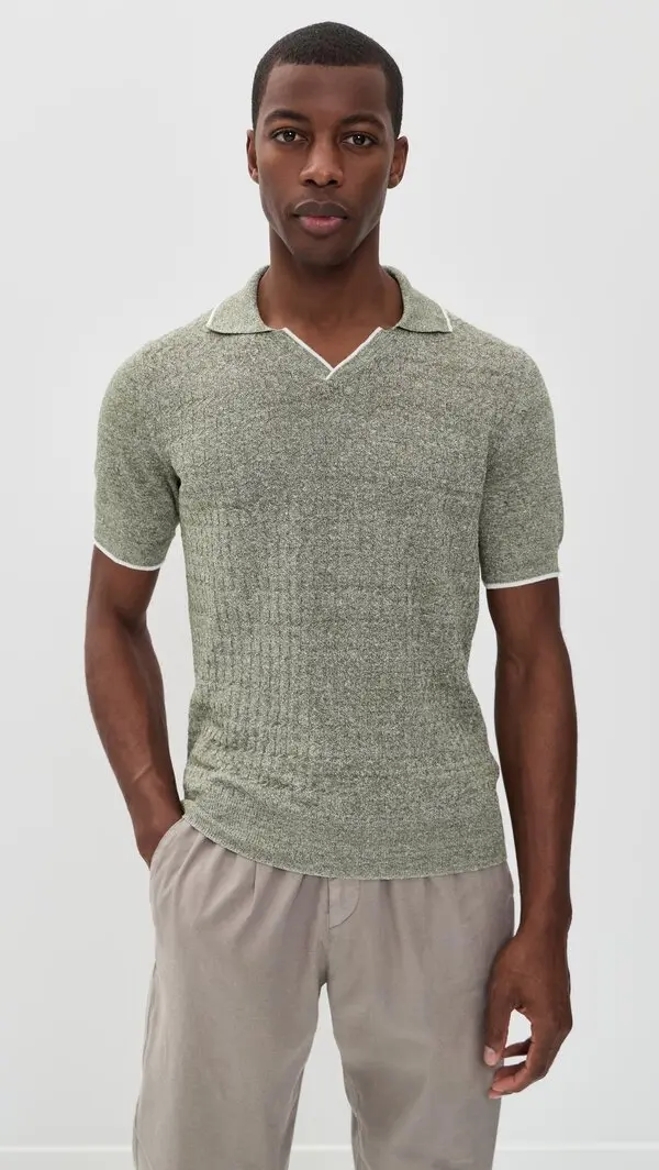 Fedeli Poldo Irlanda Cotton Linen Polo - Olive