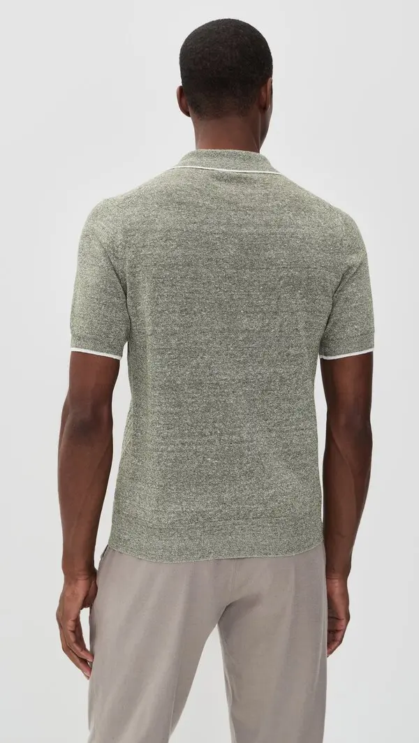 Fedeli Poldo Irlanda Cotton Linen Polo - Olive