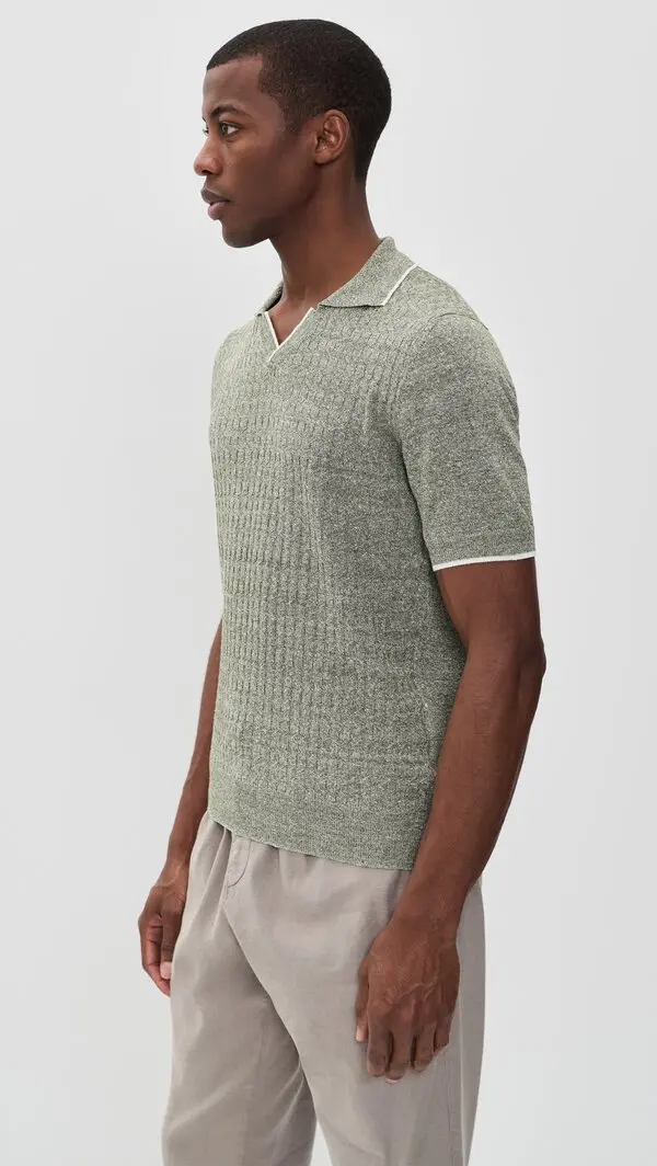 Fedeli Poldo Irlanda Cotton Linen Polo - Olive