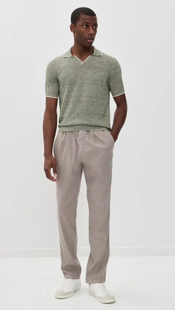 Fedeli Poldo Irlanda Cotton Linen Polo - Olive