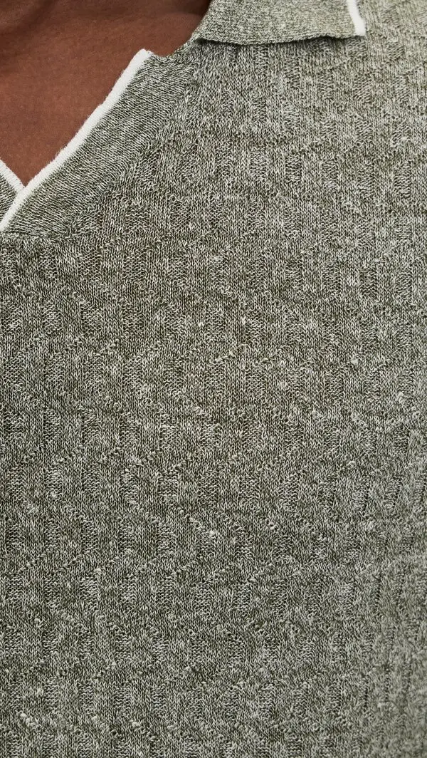 Fedeli Poldo Irlanda Cotton Linen Polo - Olive