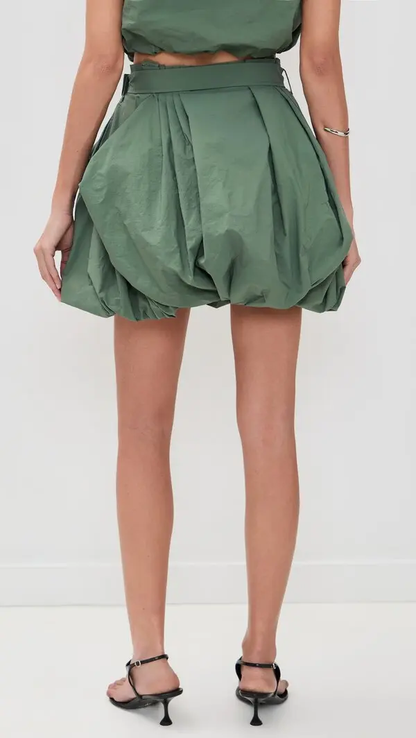 Paris Georgia Volume Bubble Mini Skirt - Duck Green