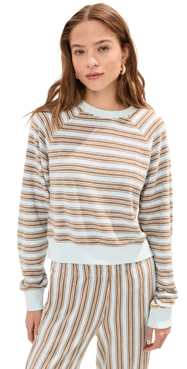 LE BOP Marlow Striped Sweatshirt - Light Blue/chocolate