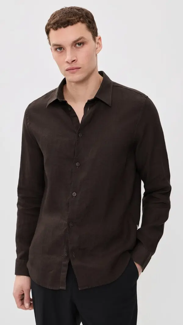 Nn07 Enzo Linen Shirt - Deep Truffle