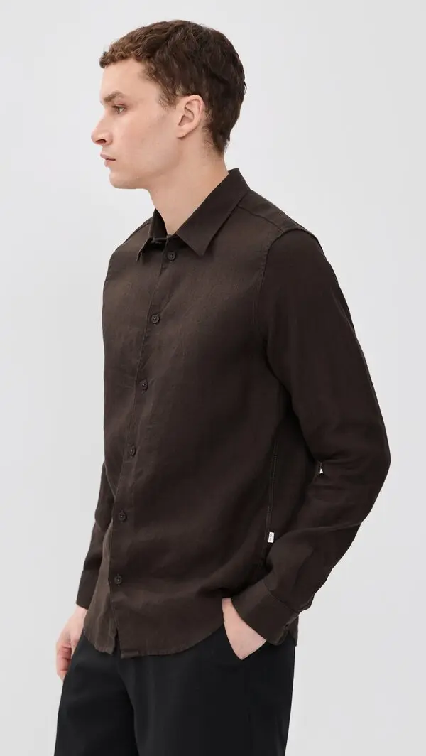 Nn07 Enzo Linen Shirt - Deep Truffle