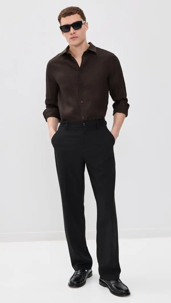 Nn07 Enzo Linen Shirt - Deep Truffle