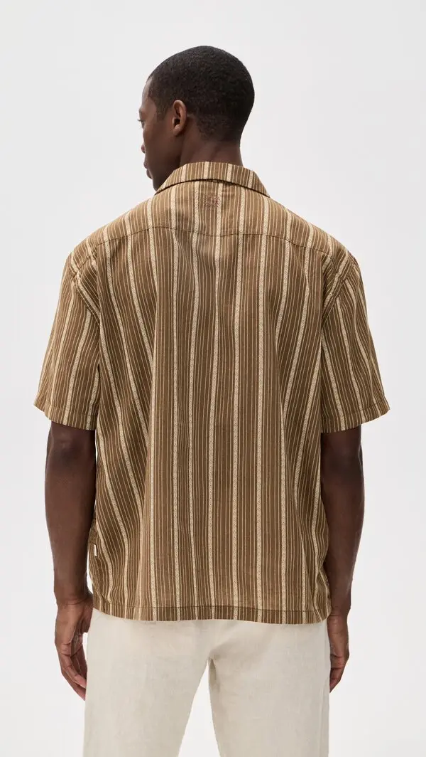 RHYTHM West Winds Stripe Short Sleeve Shirt - Earth