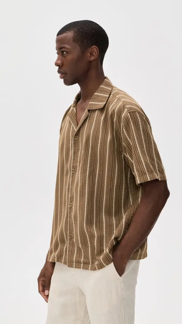 RHYTHM West Winds Stripe Short Sleeve Shirt - Earth