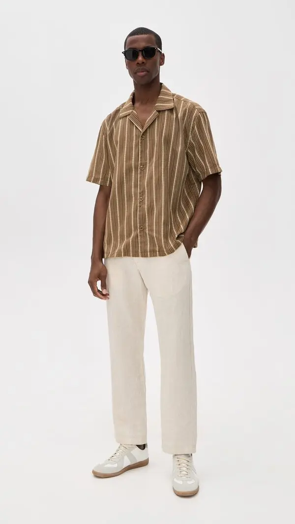 RHYTHM West Winds Stripe Short Sleeve Shirt - Earth