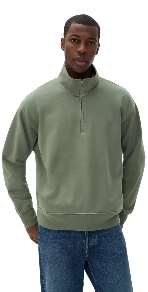 Madewell Quarter Zip Pullover - Olive Slate