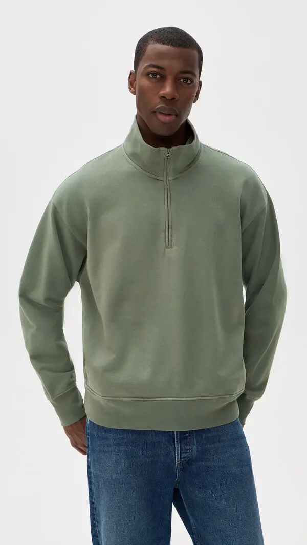 Madewell Quarter Zip Pullover - Olive Slate