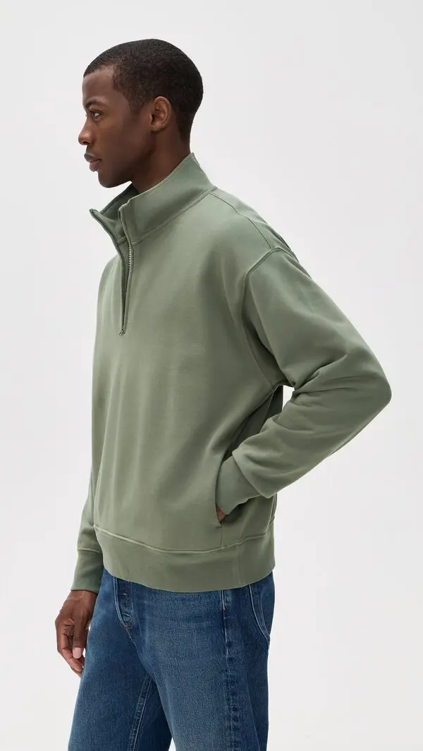 Madewell Quarter Zip Pullover - Olive Slate