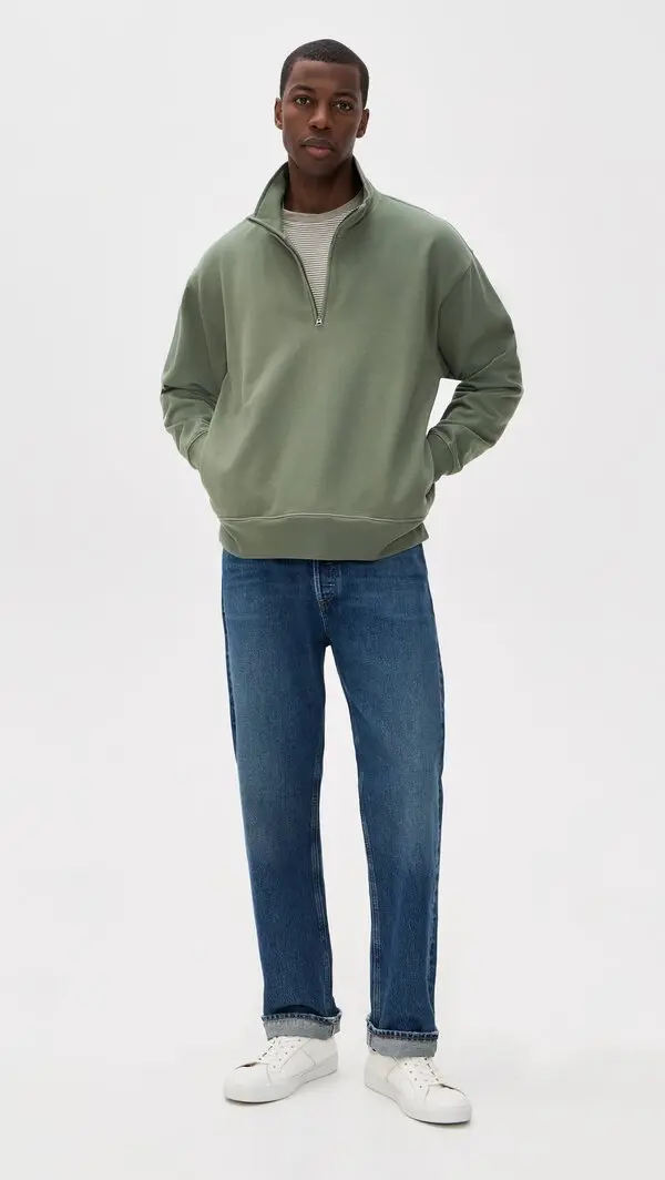 Madewell Quarter Zip Pullover - Olive Slate