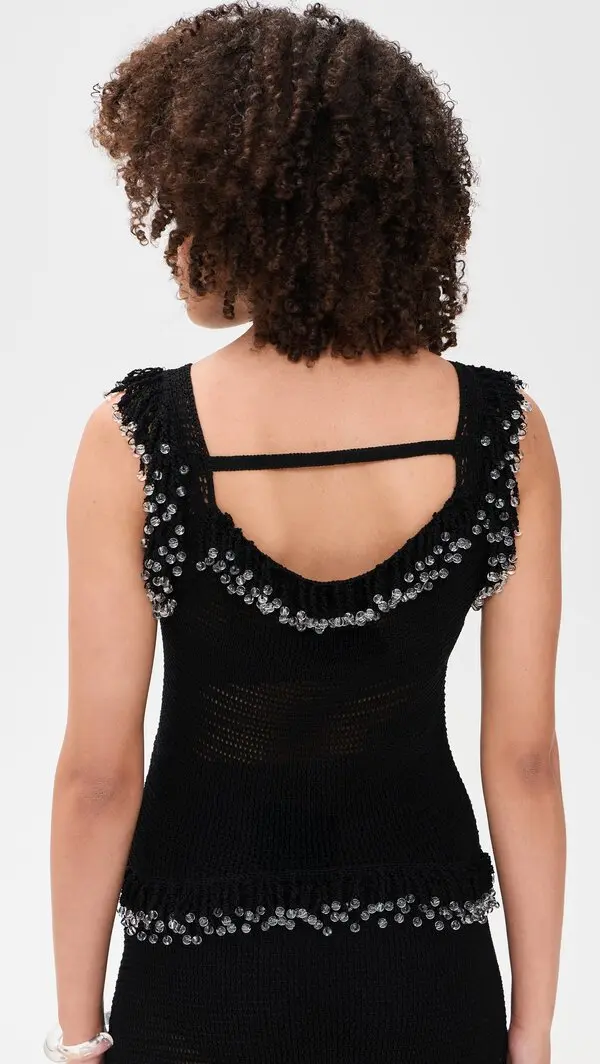 Paris Georgia Fringe Knit Top - Black