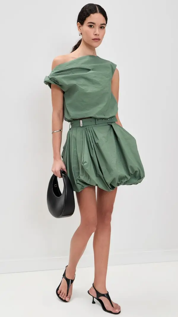 Alice One Shoulder Top - Duck Green