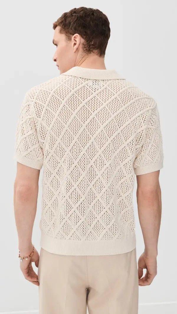 Obey Short Sleeve Chunky Polo Sweater - Birch