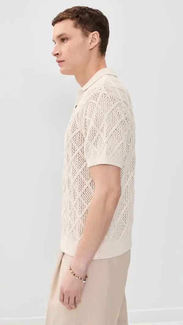 Obey Short Sleeve Chunky Polo Sweater - Birch