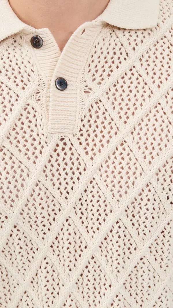 Obey Short Sleeve Chunky Polo Sweater - Birch