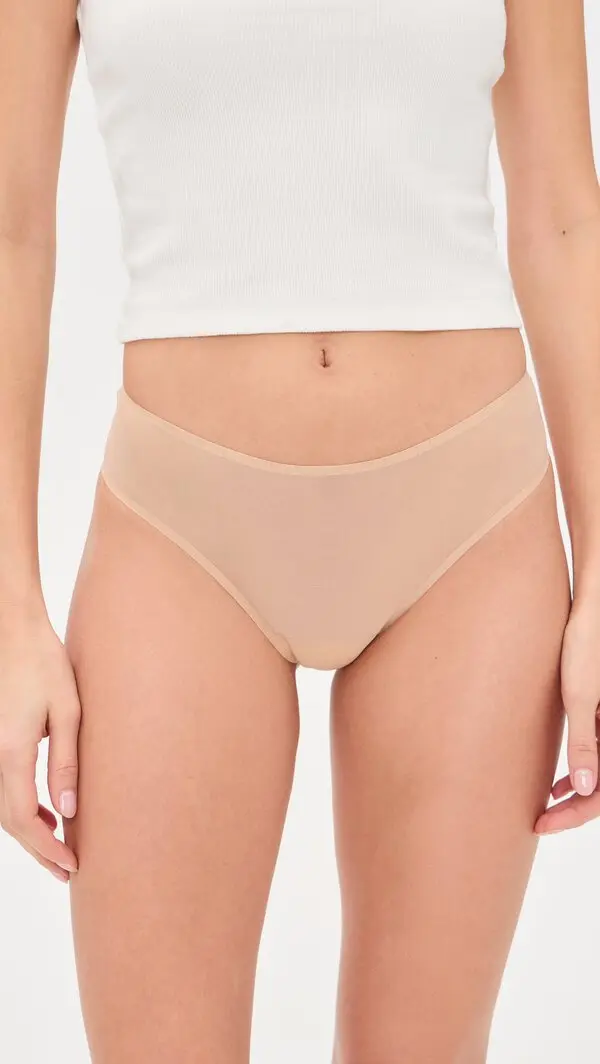 Commando Chic Mesh Thong - Beige