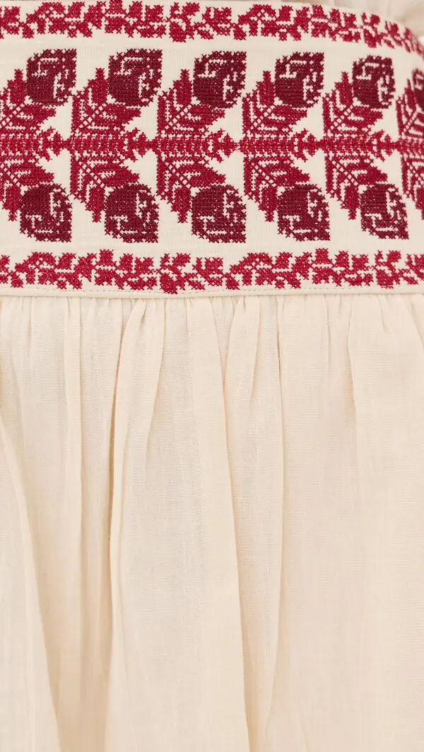 Isabel Marant Étoile Picadilia Embroidered Mini Skirt - Beige/red