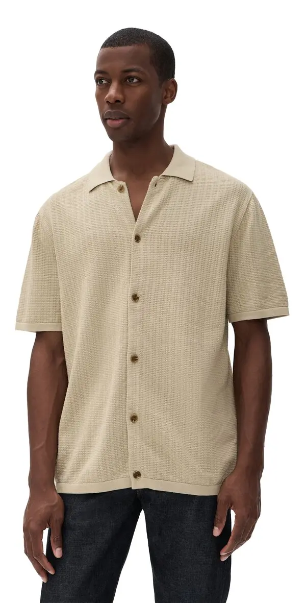 RHYTHM Textured Knit Short Sleeve Shirt