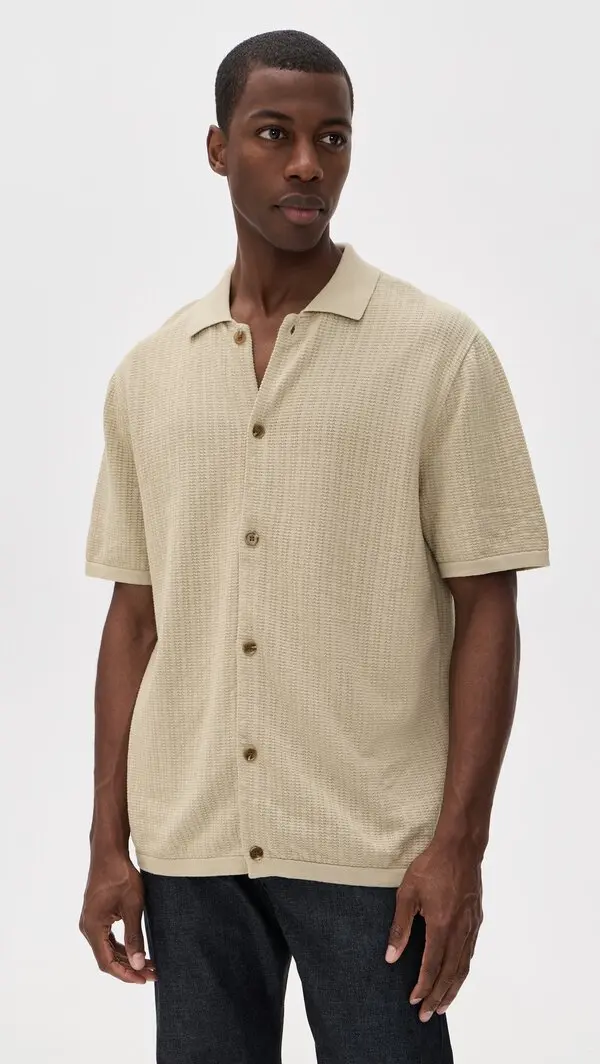RHYTHM Textured Knit Short Sleeve Shirt