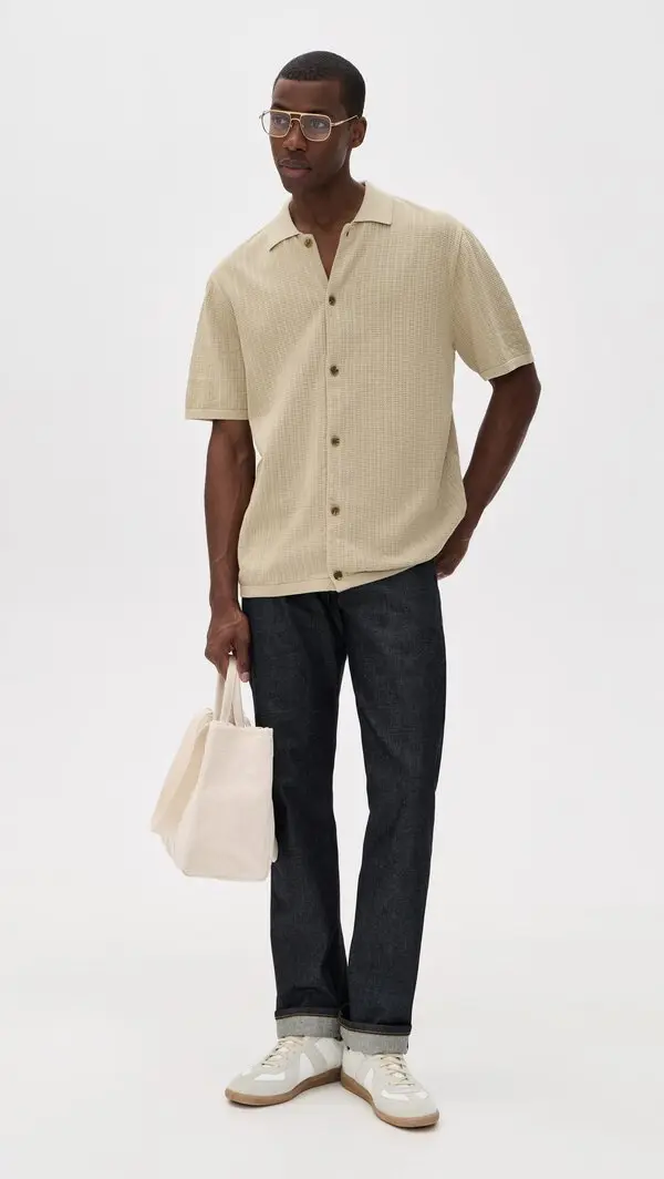 RHYTHM Textured Knit Short Sleeve Shirt