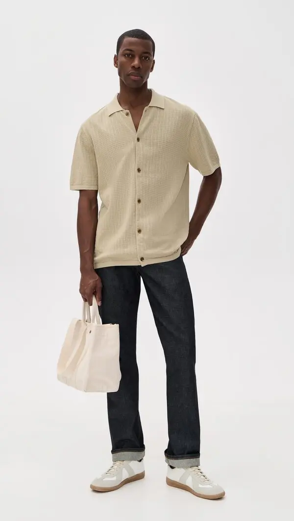 RHYTHM Textured Knit Short Sleeve Shirt