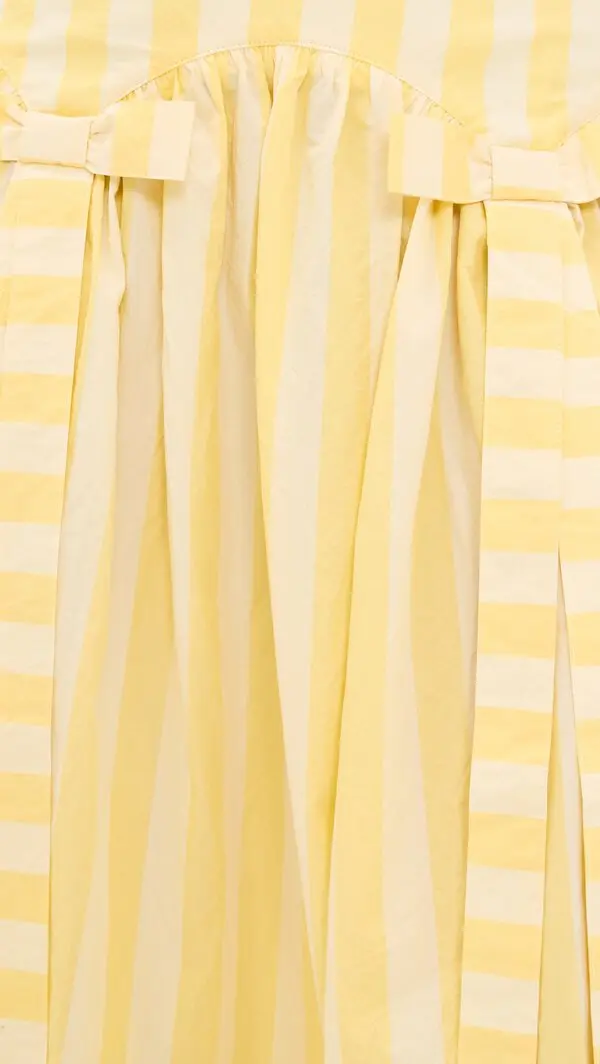 THE TINY BIG SISTER Striped Cotton Poplin Midi Skirt