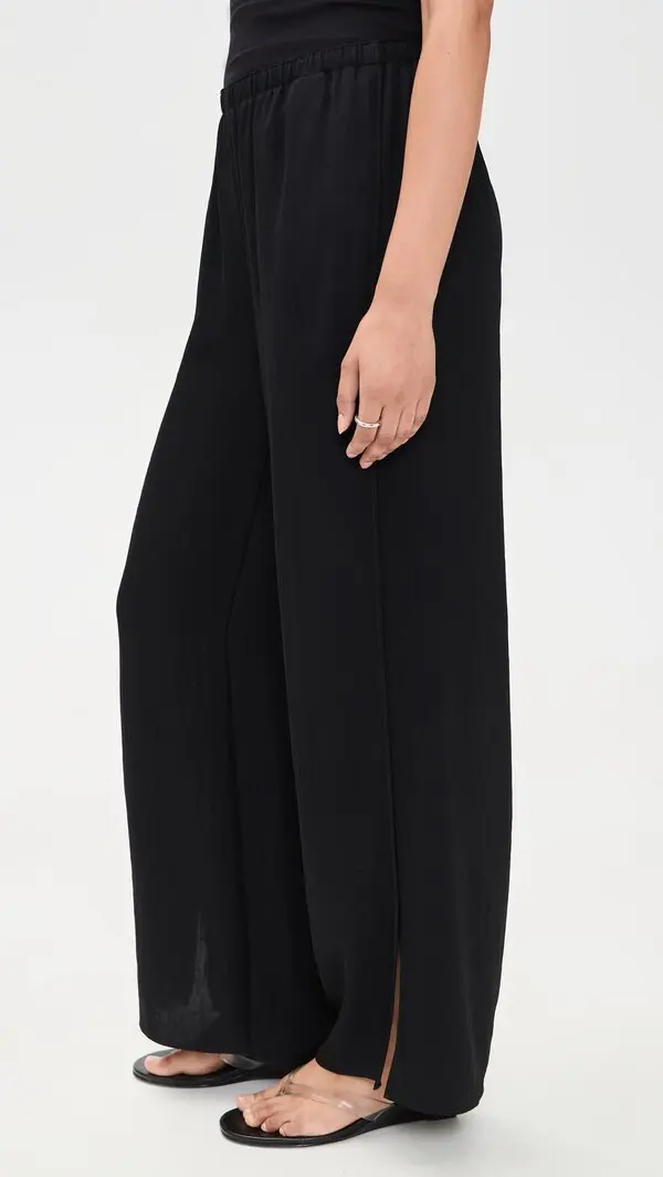 Theory Slit Cuff Wide Leg Pants - Black
