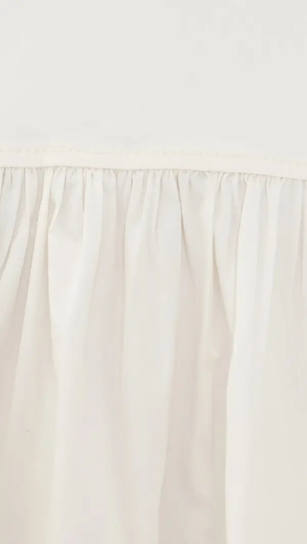 GANNI Frill-sleeve Poplin Top - Egret