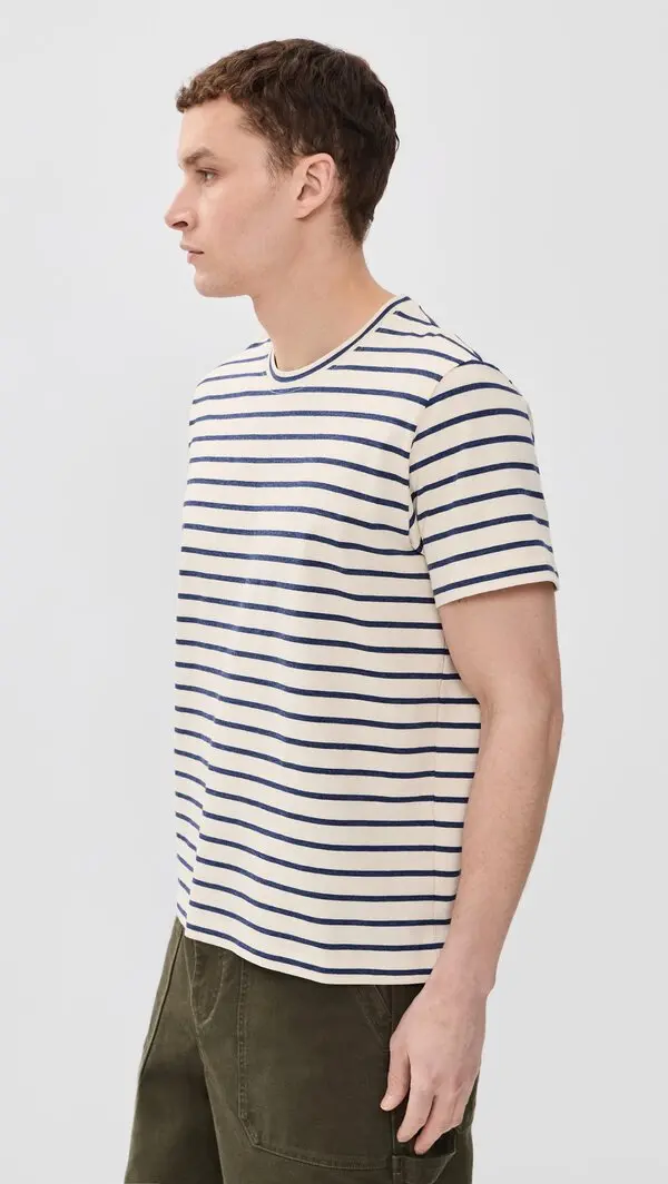 ALEX MILL Standard Tee In Pablo Stripe - Ivory/navy