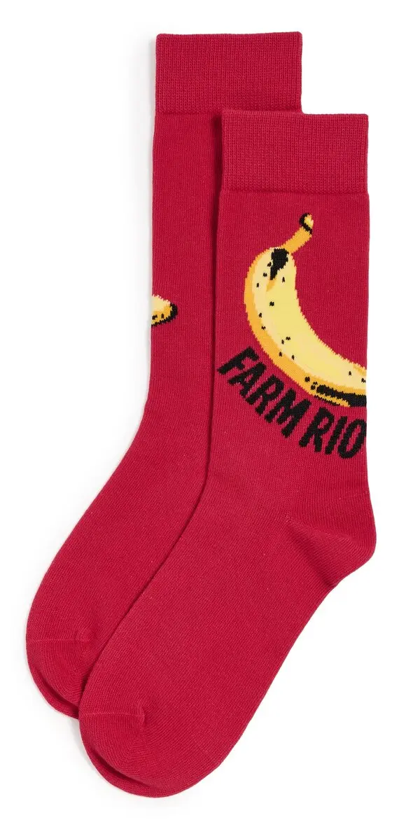 Farm Rio Banana Printed Socks - Scarlet Banana