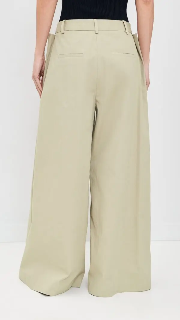 Tibi Luxe Twill Tucked Pleated Petite Trousers